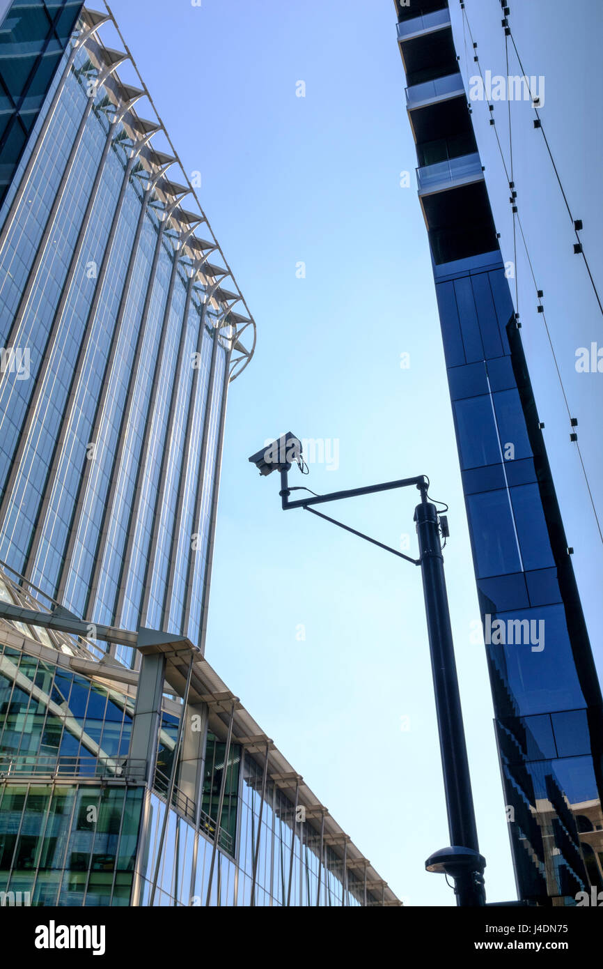 CCTV camera in the Financial district,`city of London,UK camera in the ...