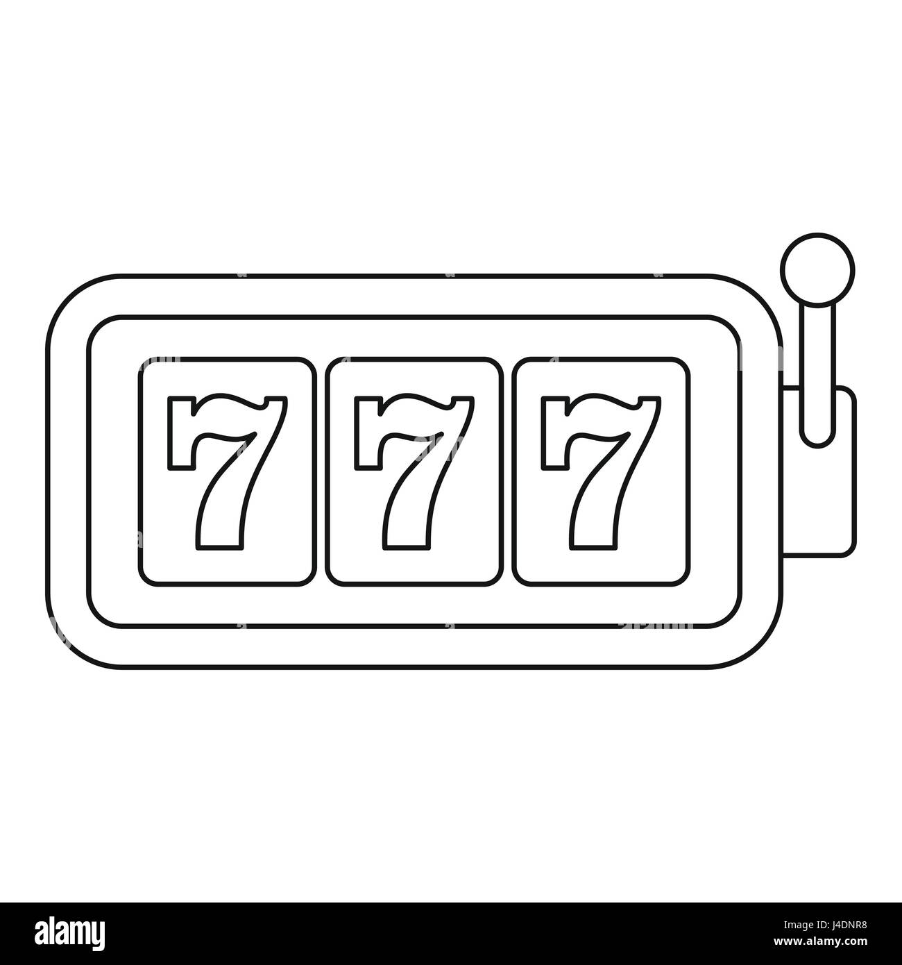 Slot machine with three sevens icon, outline style Stock Vector Image ...