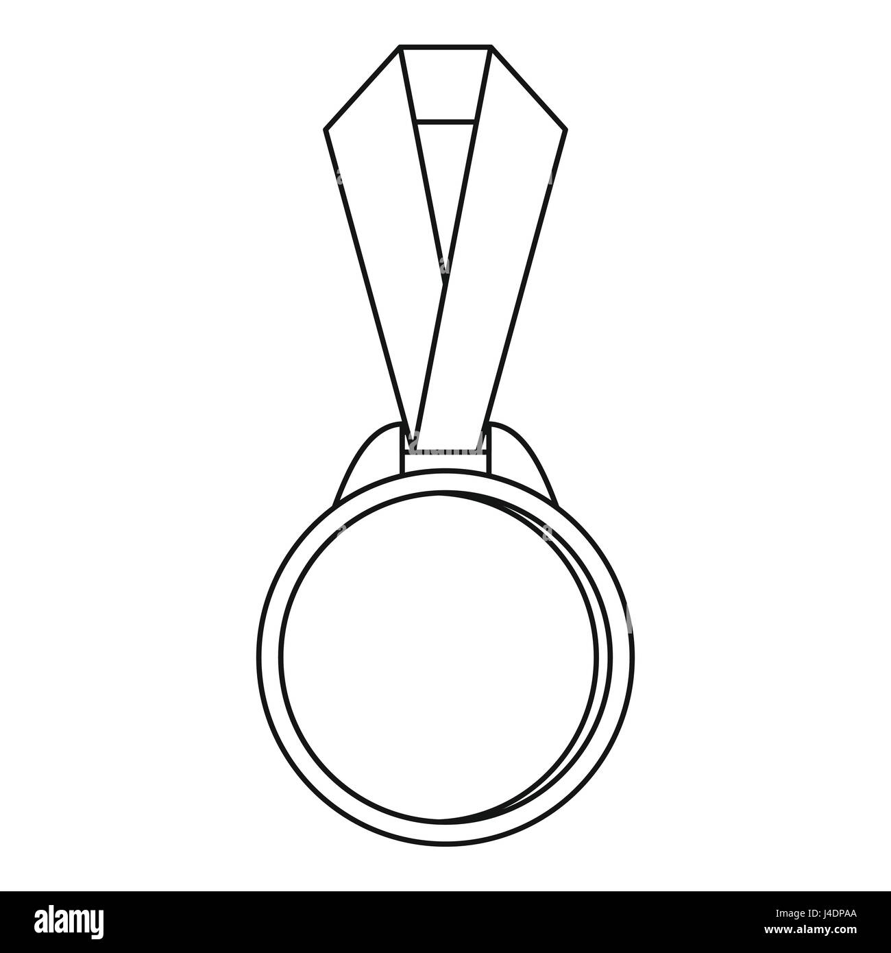 Round medal with ribbon icon, outline style Stock Vector Image & Art ...