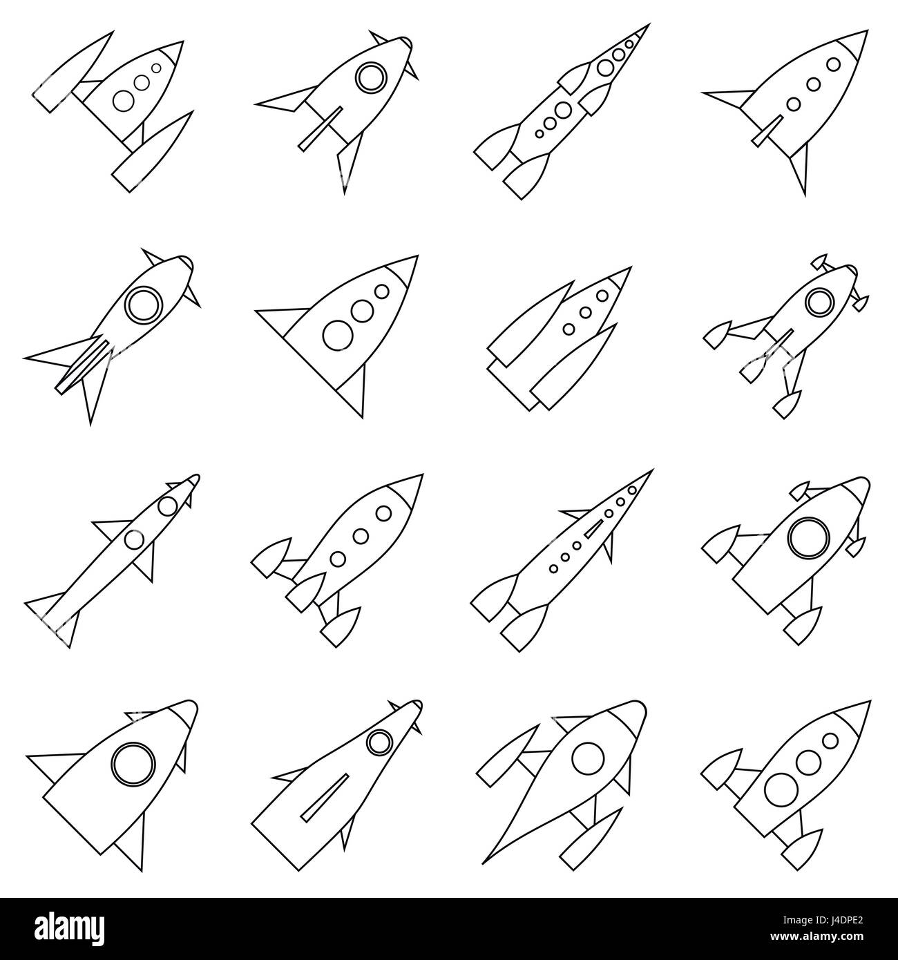 Rocket launch icons set, outline style Stock Vector Image & Art - Alamy
