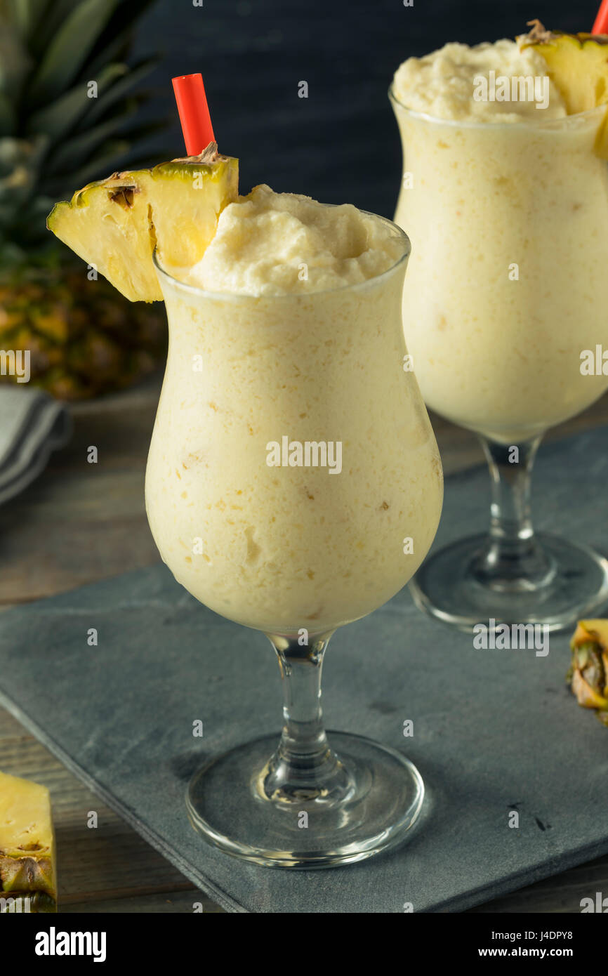 Homemade Frozen Pina Colada Cocktail with a Pineapple Garnish Stock ...