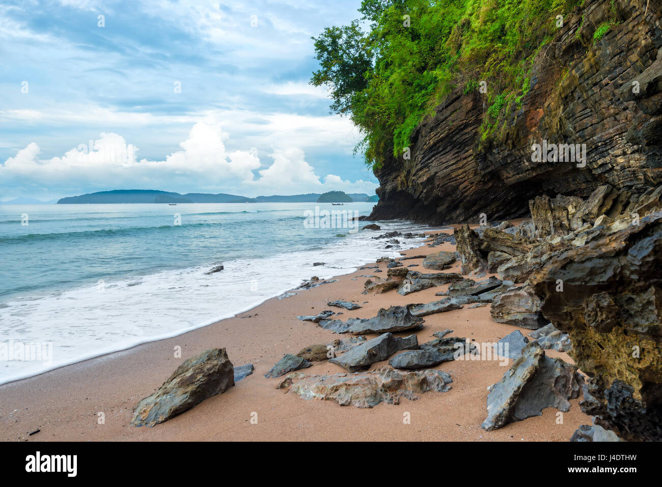 Beautiful tropical beach with rocks and stones in Thailand Stock Photo ...