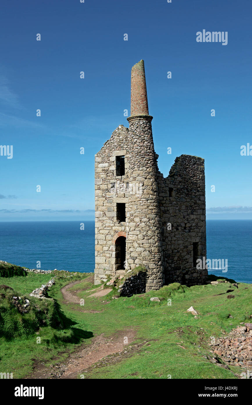 Engine houses for tin mining, Penwith, Cornwall, England UK Stock Photo ...