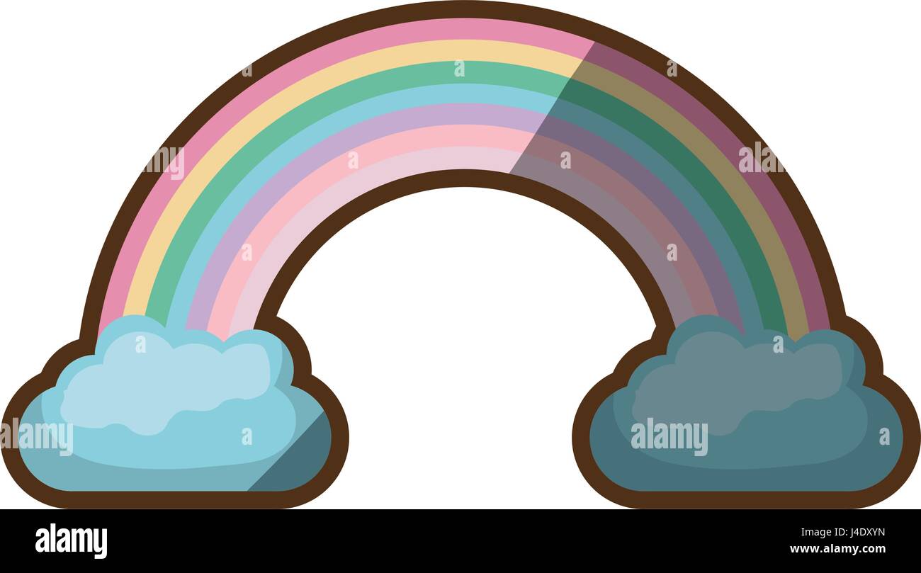 colorful thick contour of rainbow between two clouds Stock Vector Image ...