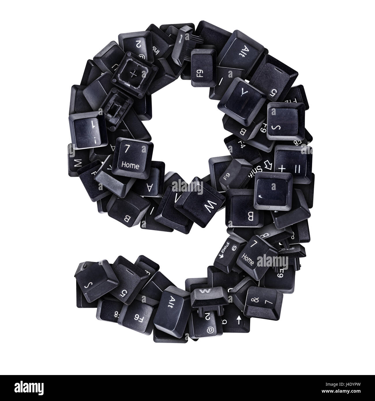 Number 9 made of keyboard buttons isolated on white Stock Photo - Alamy
