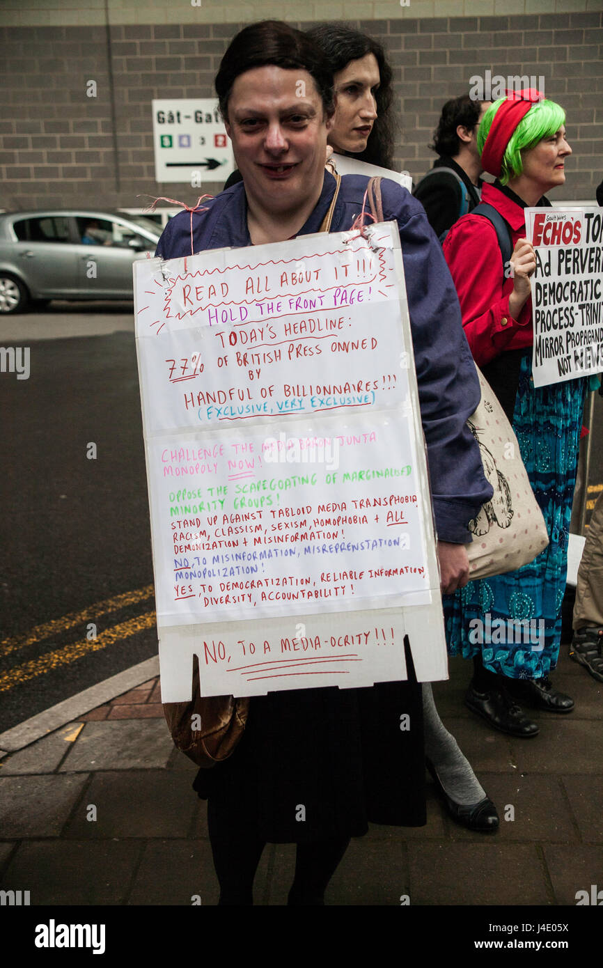 Cardiff, UK. 11th May, 2017. Protest against the South Wales Echo, a ...