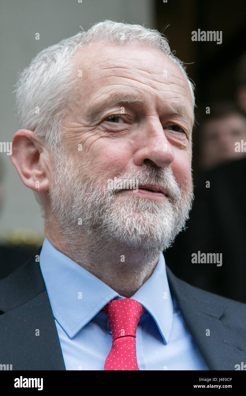 Westminster. London, UK. 11th May, 2017. Jeremy Corbyn speaks to media ...