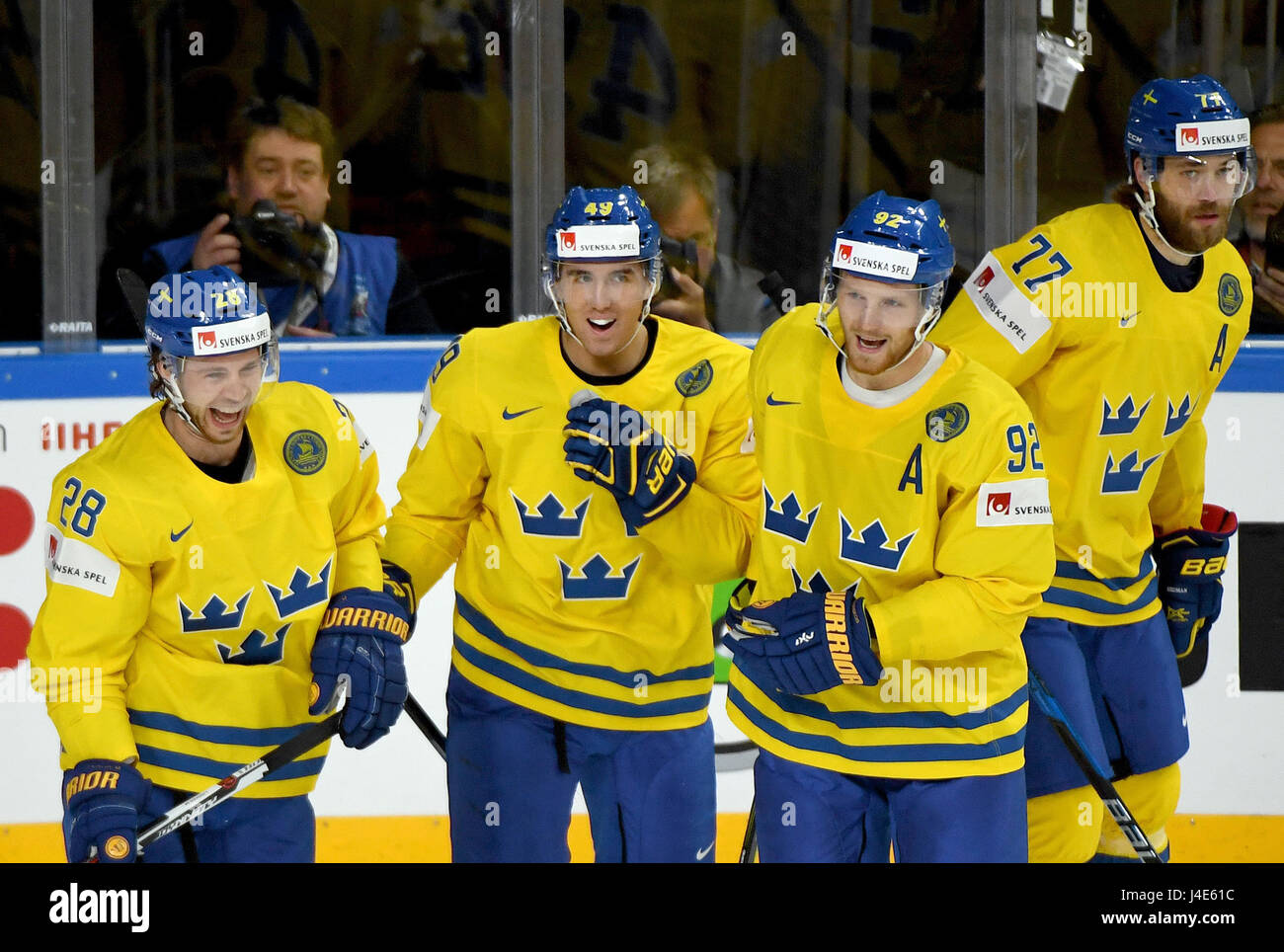 Cologne, Germany. 12th May, 2017. Sweden's goalscorer at 1:0 Victor ...