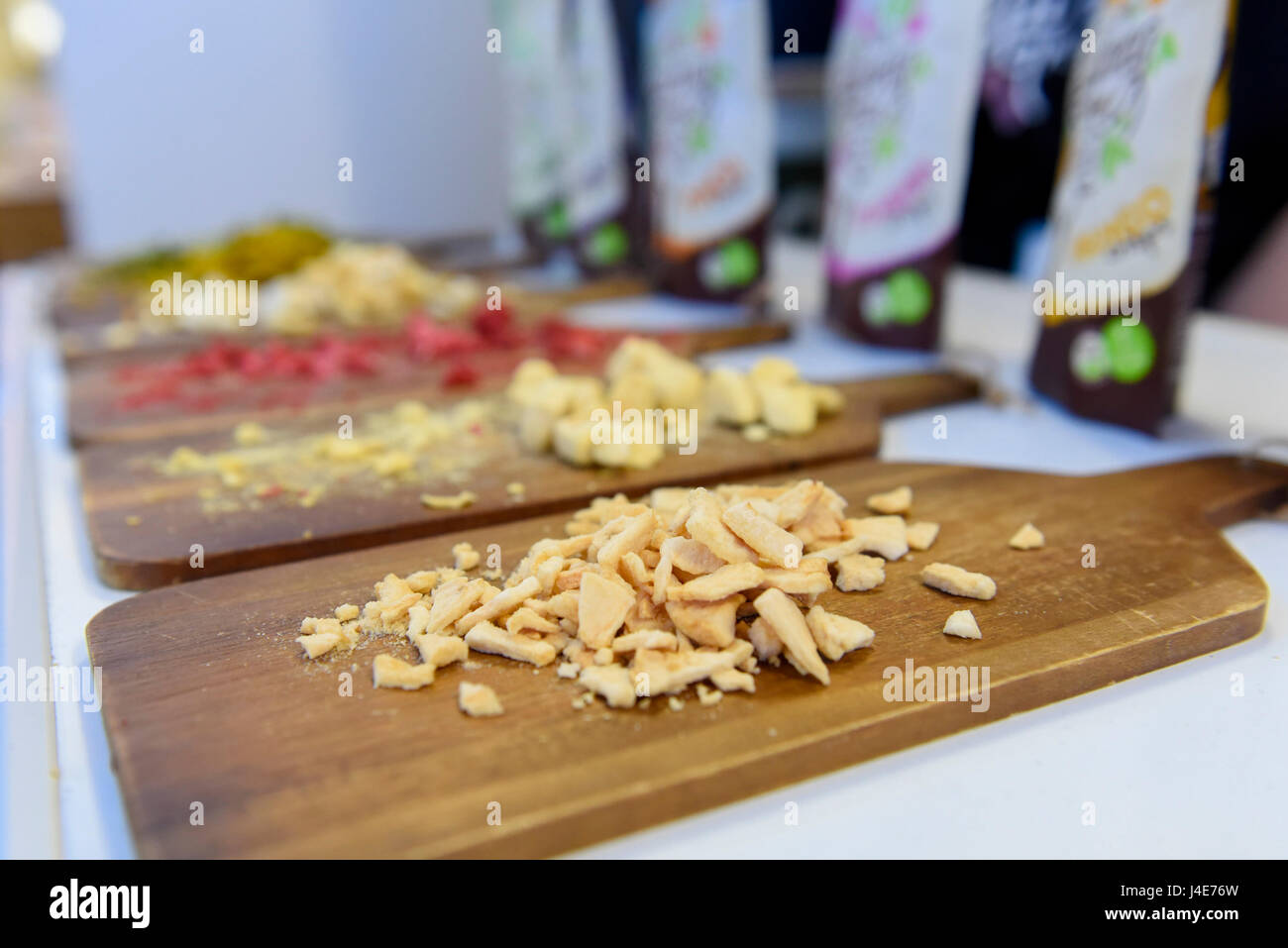 London, UK. 12 May 2017. Dried fruit samples on display at the opening ...