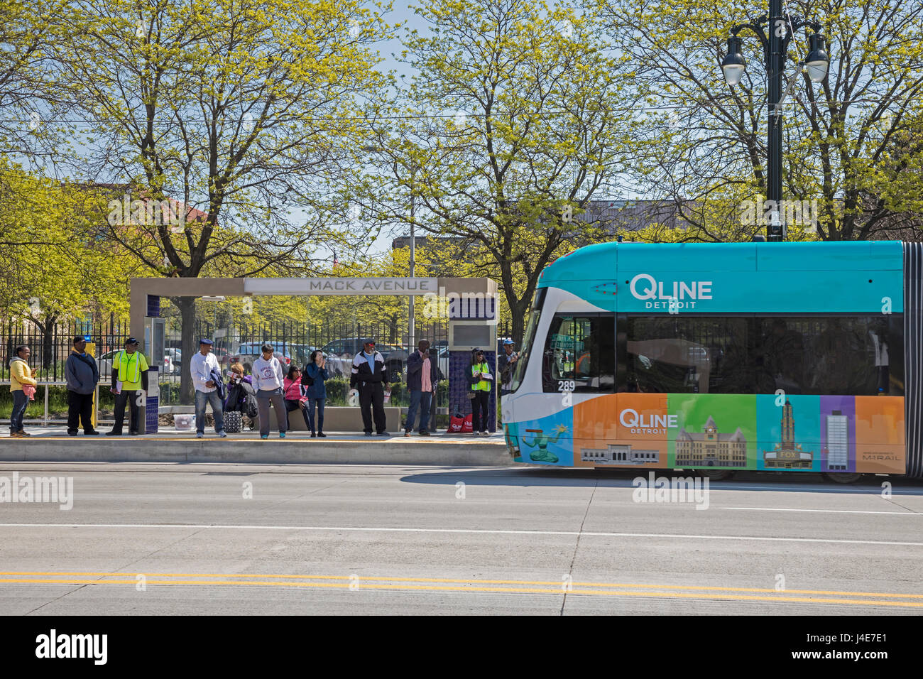 Detroit, Michigan, USA. 12th May, 2017. The QLine streetcar began ...