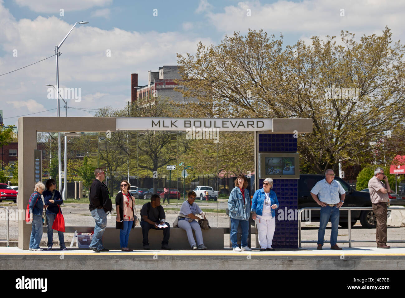 Detroit, Michigan, USA. 12th May, 2017. The QLine streetcar began ...