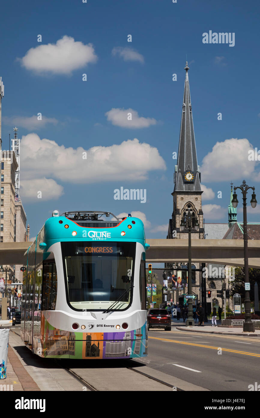 Detroit, Michigan, USA. 12th May, 2017. The QLine streetcar began ...