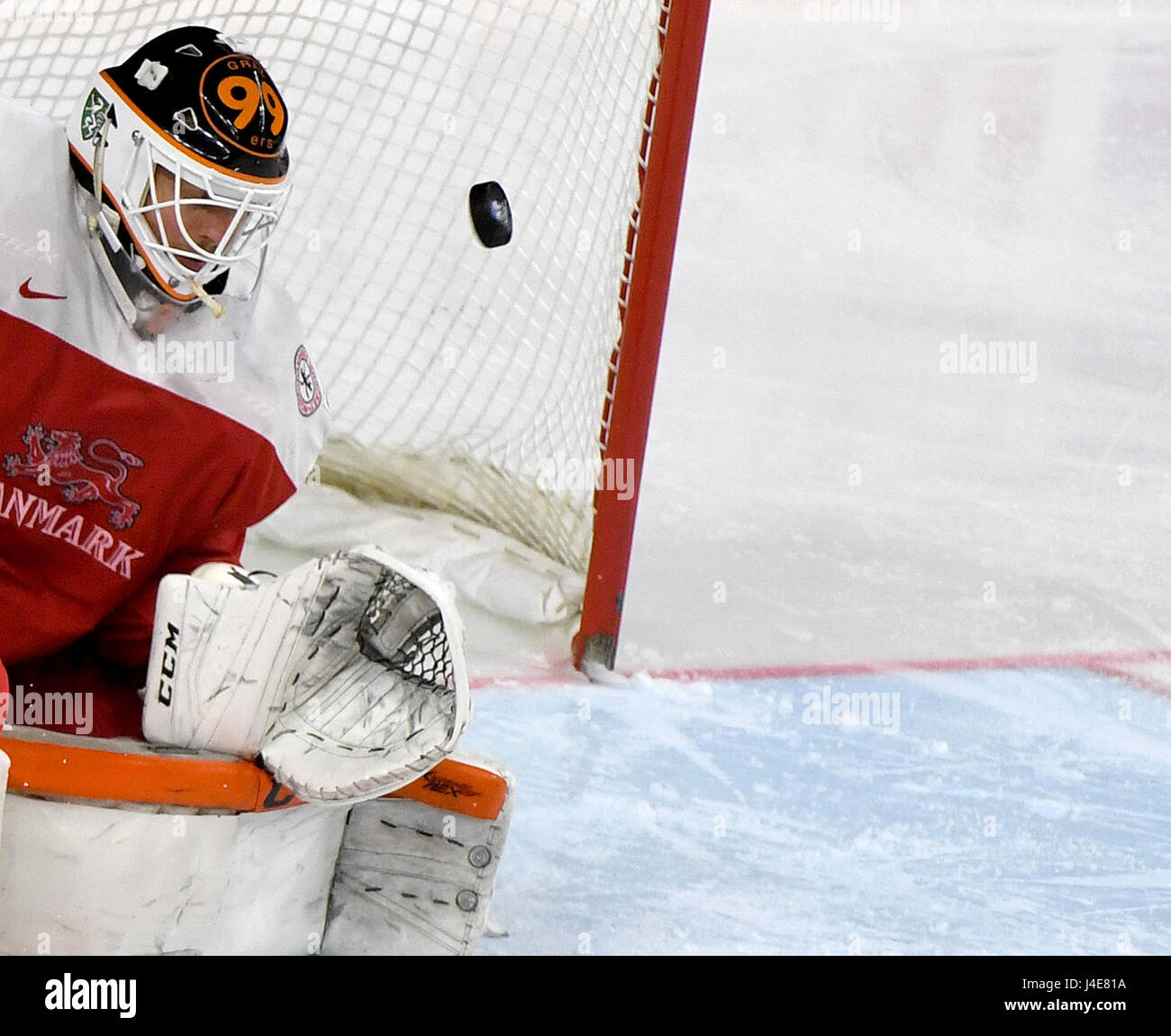 dpatop - Denmark's goalie Sebastian Dahm deflects the puck during the ...