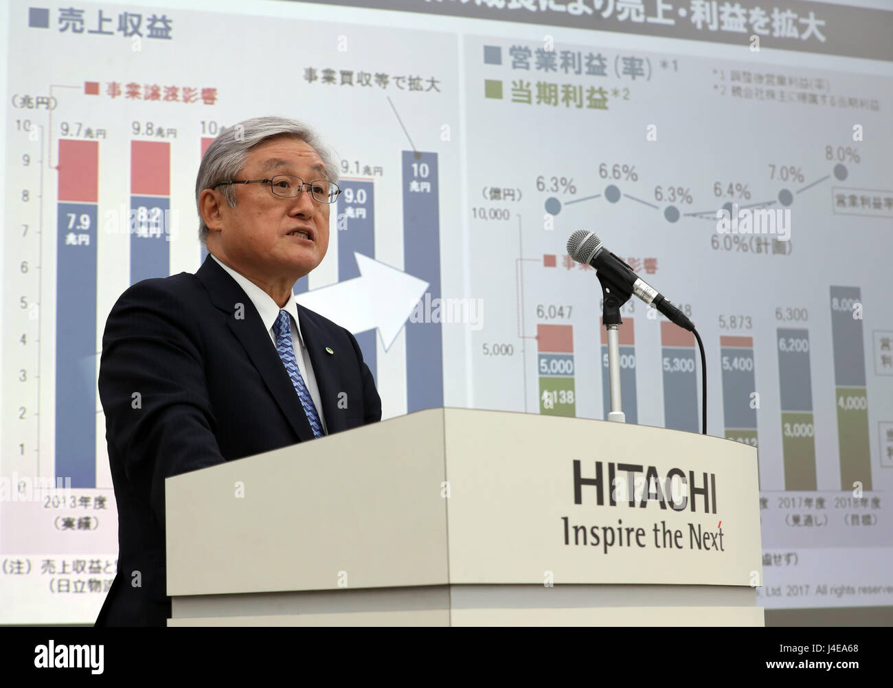 Tokyo, Japan. 12th May, 2017. Japan's electronics giant Hitachi ...