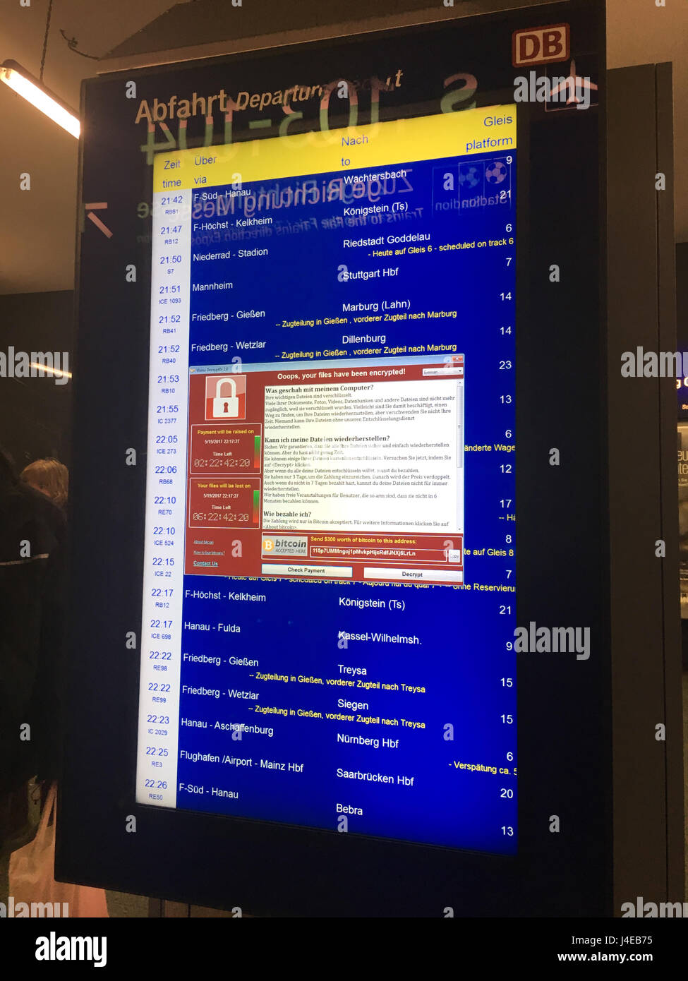 A display panel with an error can be seen at the main railway station ...