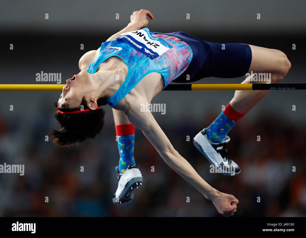 Shanghai, China. 13th May, 2017. Zhang Guowei of China competes during ...