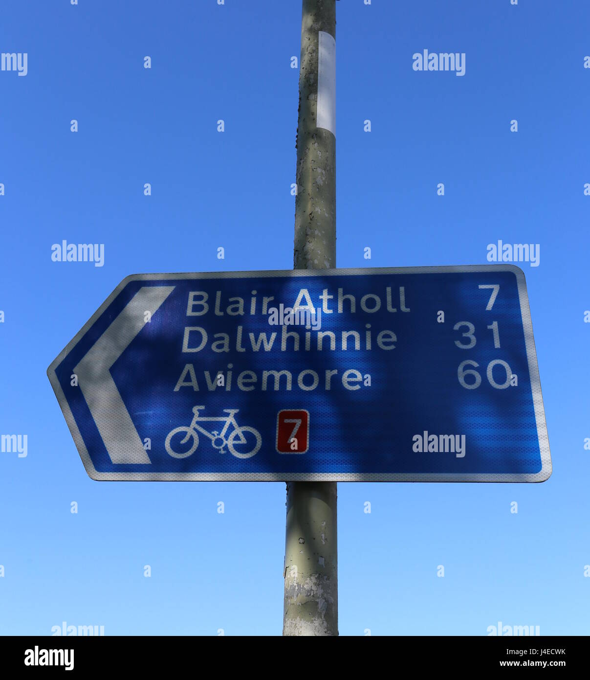 Cycle Route Sign Pitlochry Scotland May 2017 Stock Photo - Alamy