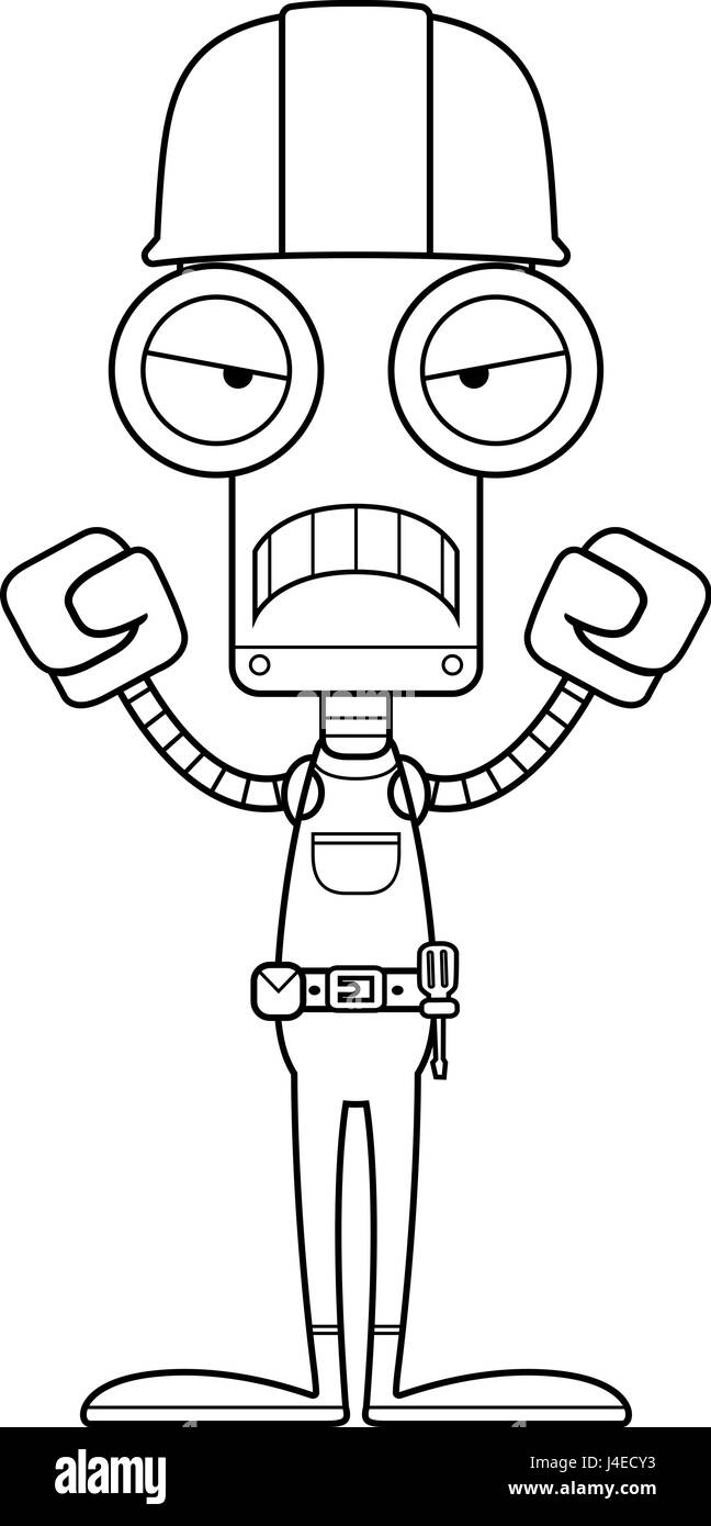 A cartoon construction worker robot looking angry Stock Vector Image ...