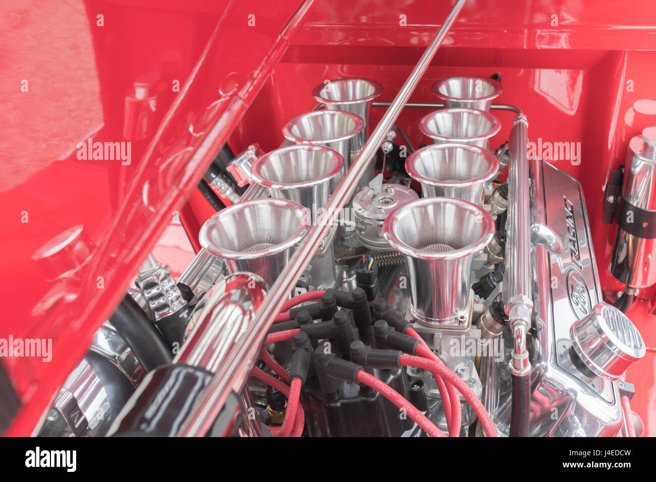 Torrance, USA - May 5 2017: Hot Rod engine on display during 12th ...