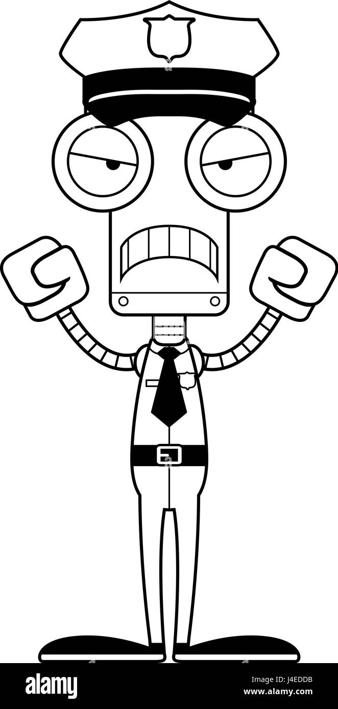 A cartoon police officer robot looking angry Stock Vector Image & Art ...