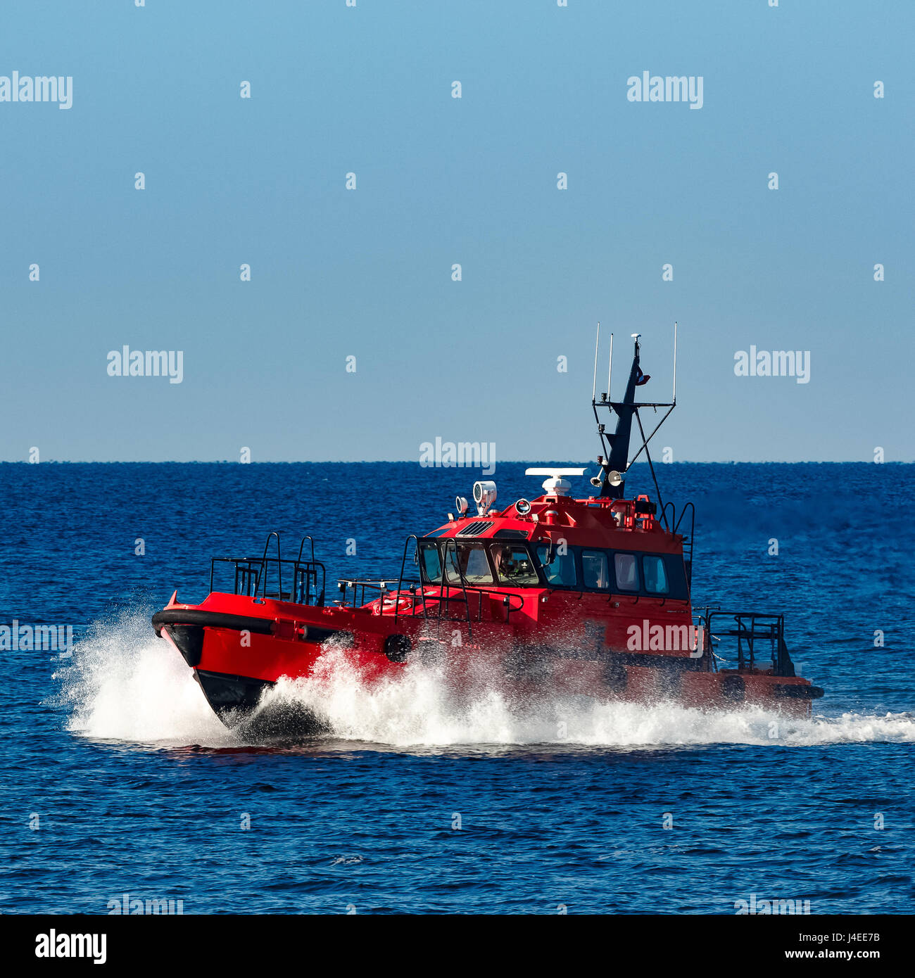 Red pilot ship moving from the Baltic sea Stock Photo - Alamy