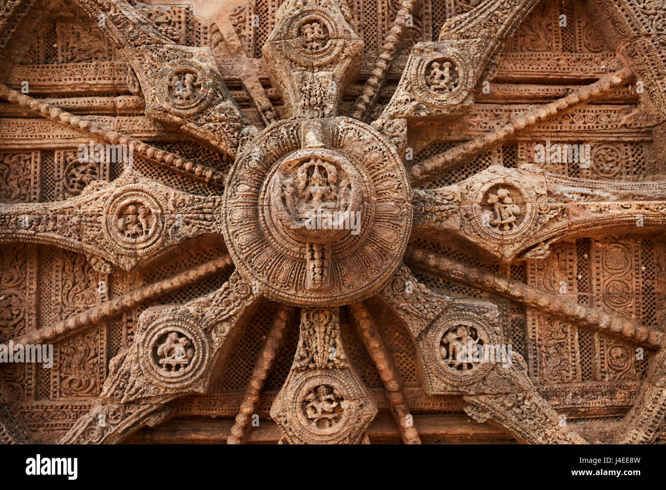 Ancient sandstone carvings on the walls of the ancient sun temple at ...