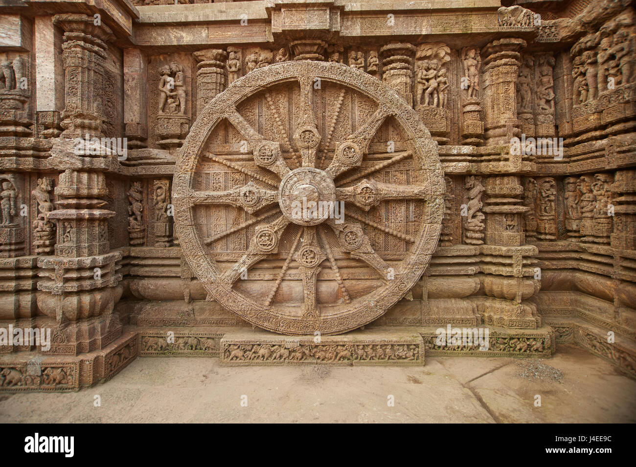 Ancient sandstone carvings on the walls of the ancient sun temple at ...