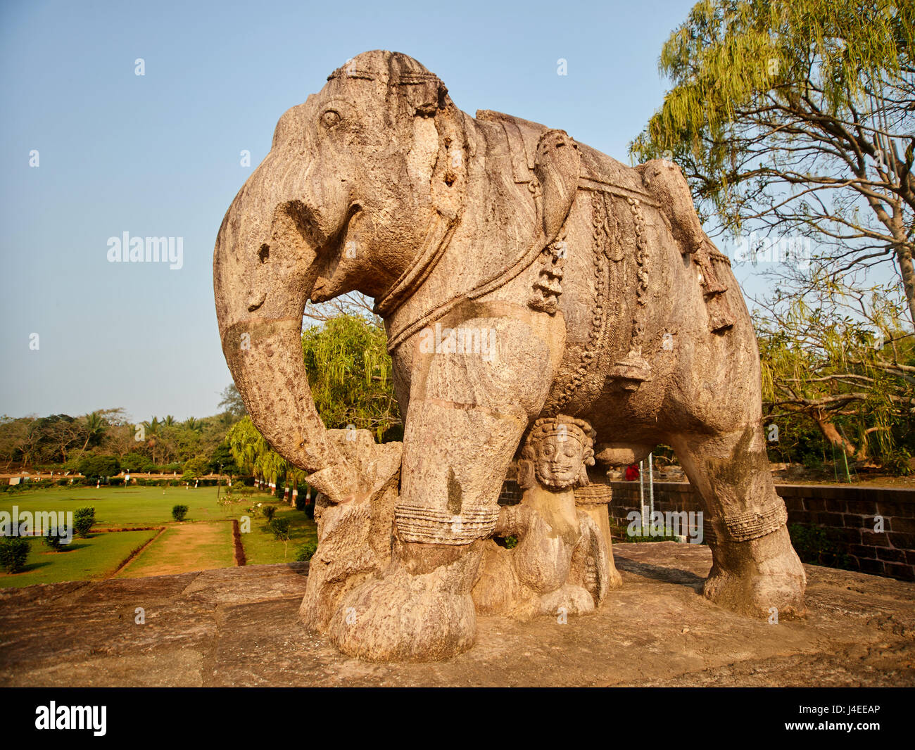 Ancient sandstone carvings on the walls of the ancient sun temple at ...