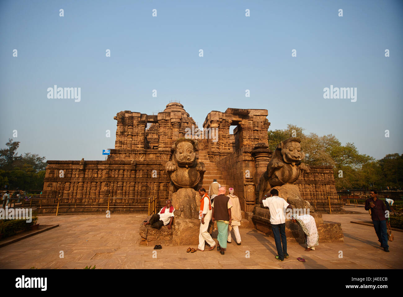Ancient sandstone carvings on the walls of the ancient sun temple at ...