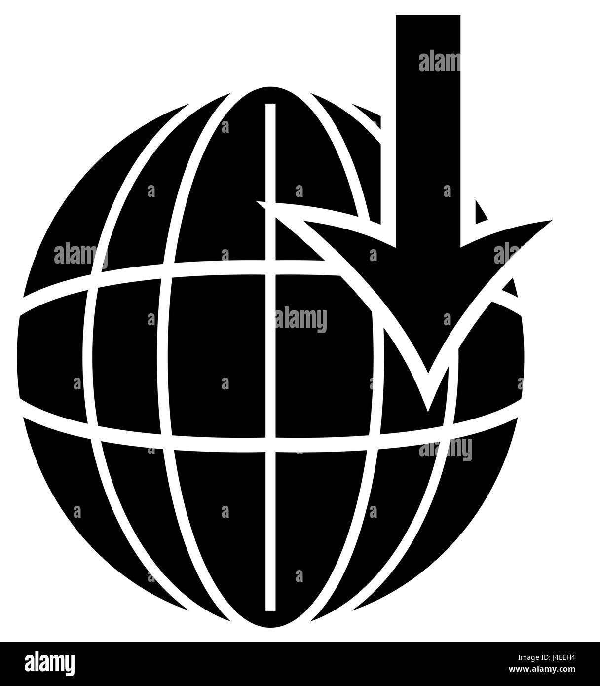 contour global symbol with arrow down Stock Vector Image & Art - Alamy