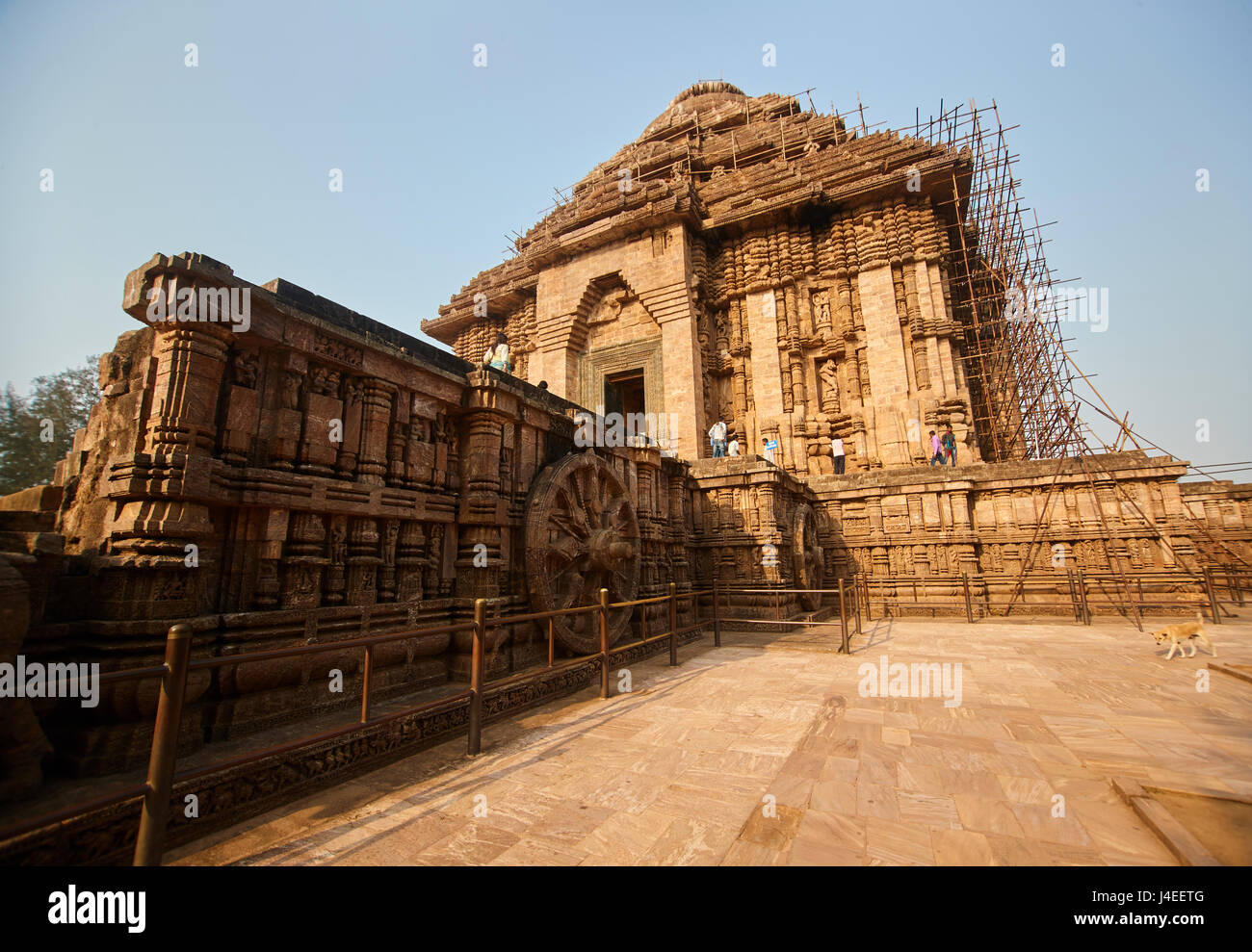 Ancient sandstone carvings on the walls of the ancient sun temple at ...