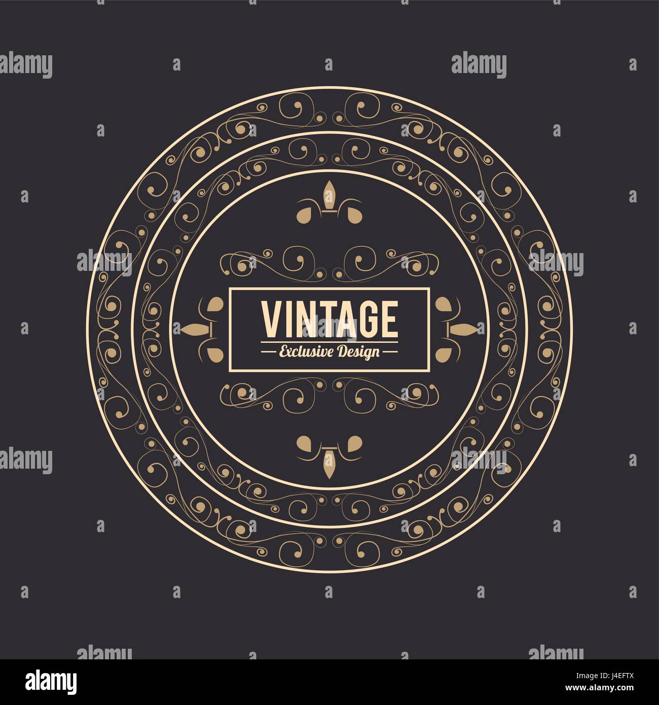 vintage exlusive design luxury golden floral sticker Stock Vector Image ...