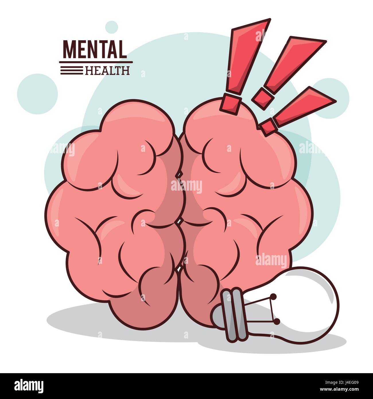 mental health, human brain idea exclamation mark design Stock Vector ...