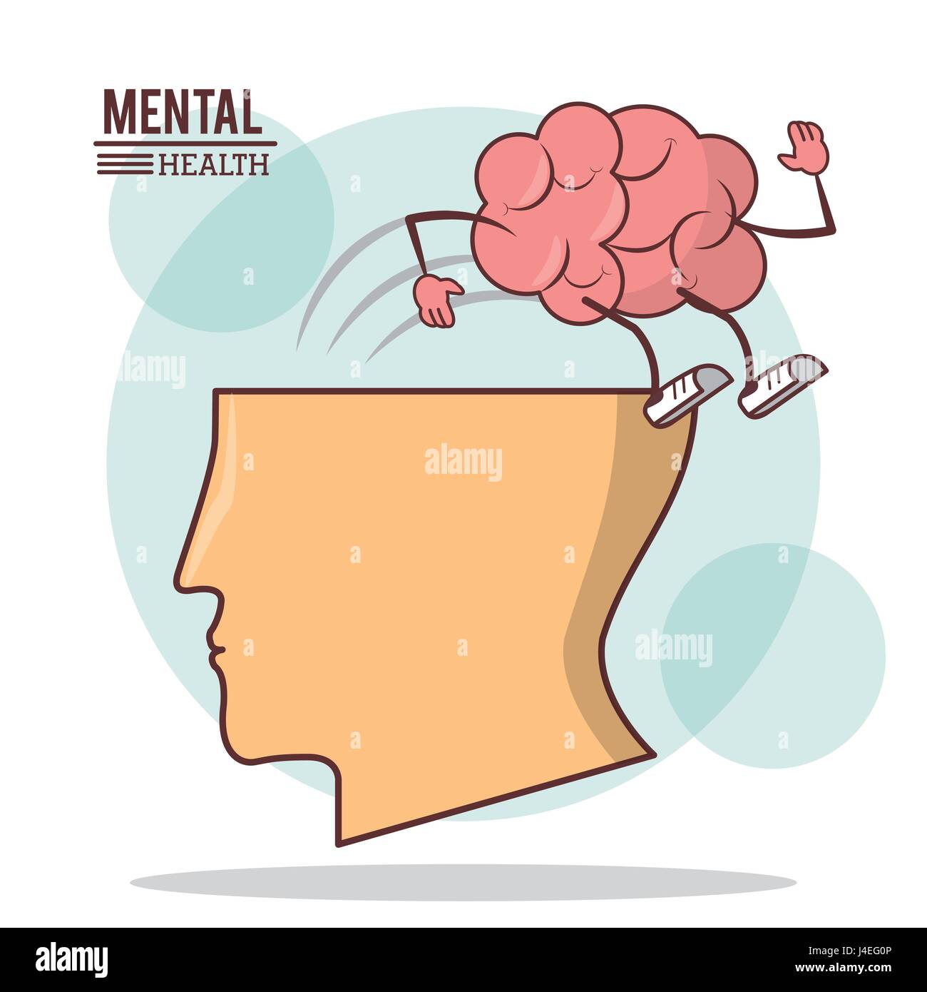 human head brain, mental health with brain activity care Stock Vector ...