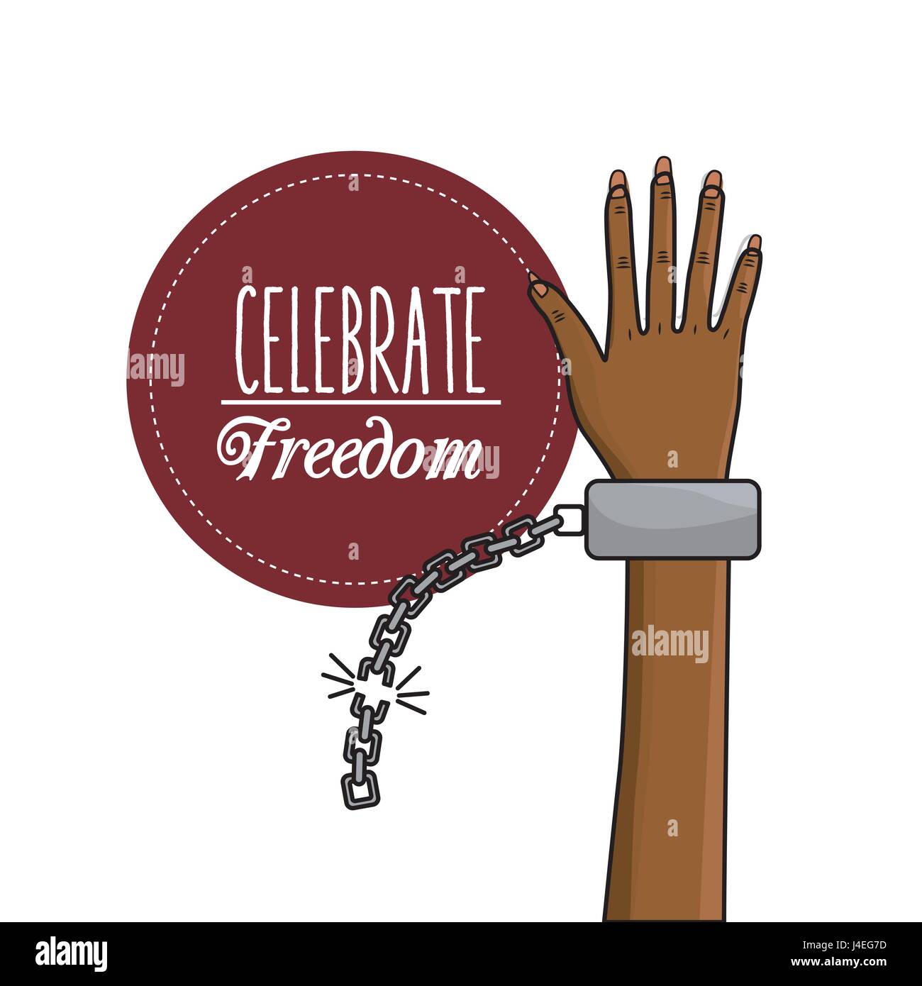 hand up with chain to celebrate freedom, vector illustration Stock ...
