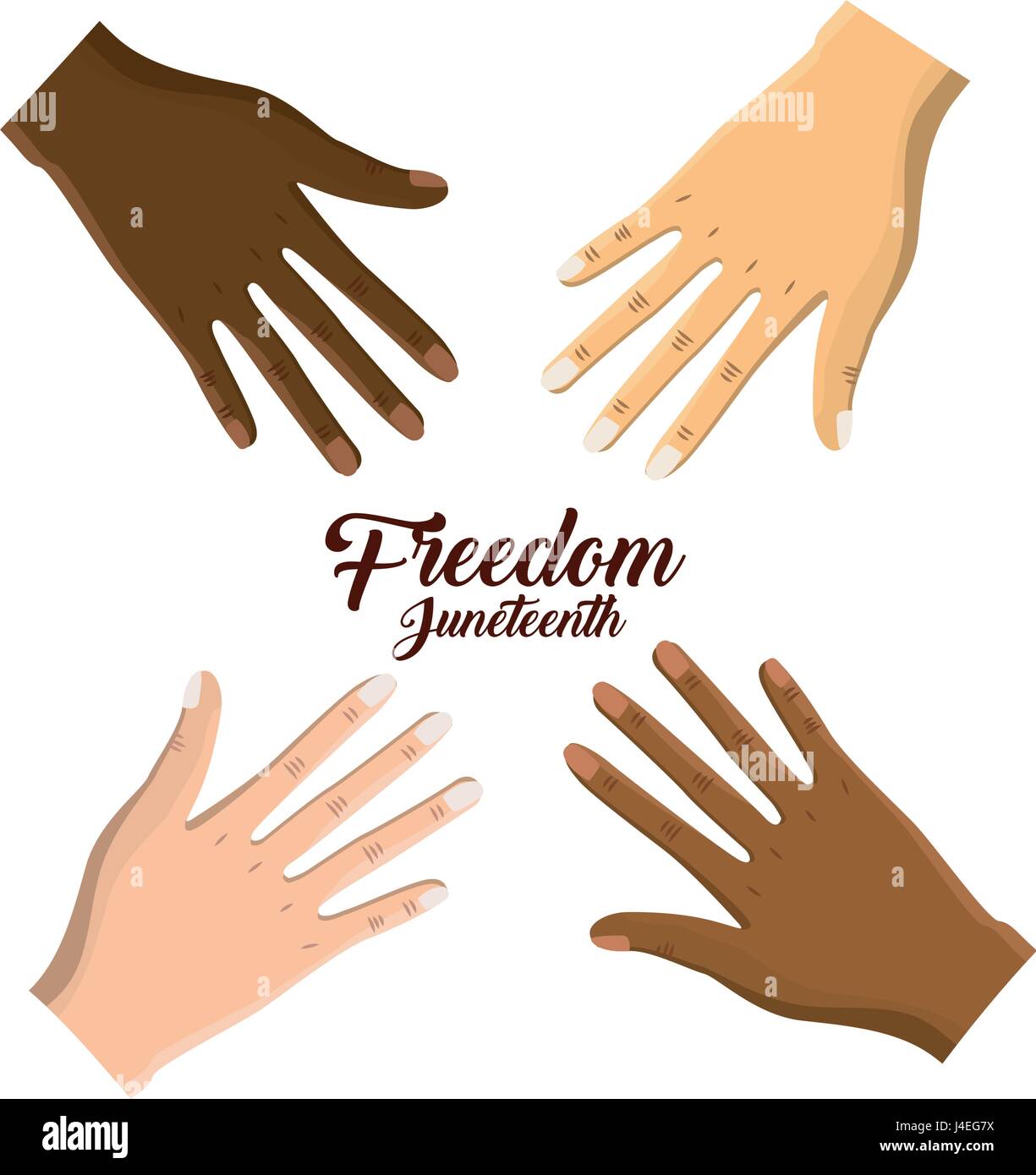 hands near celebrating freedom juneteenth, vector illustration Stock ...