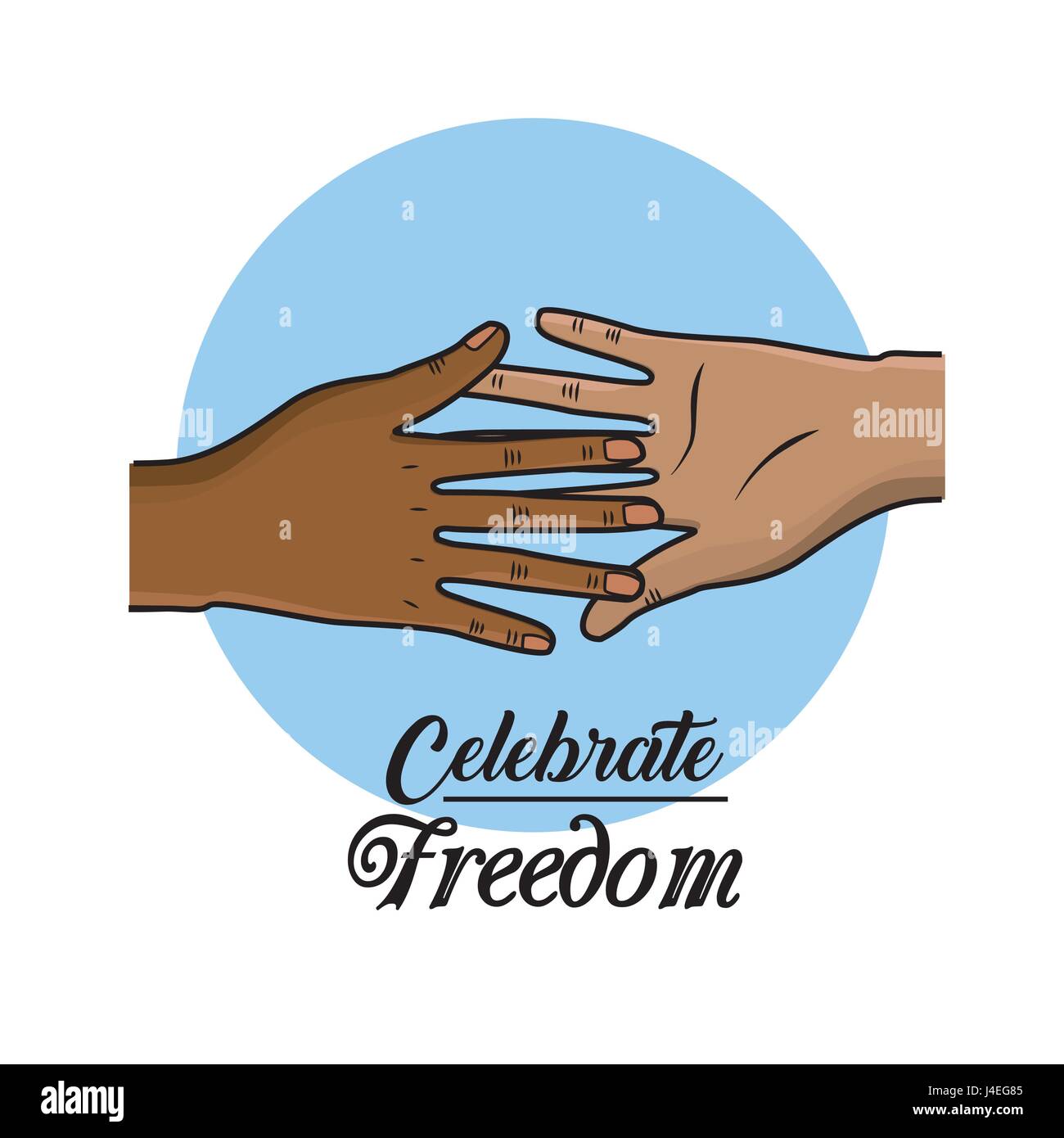hands together to celebrate freedom juneteenth, vector illustration ...