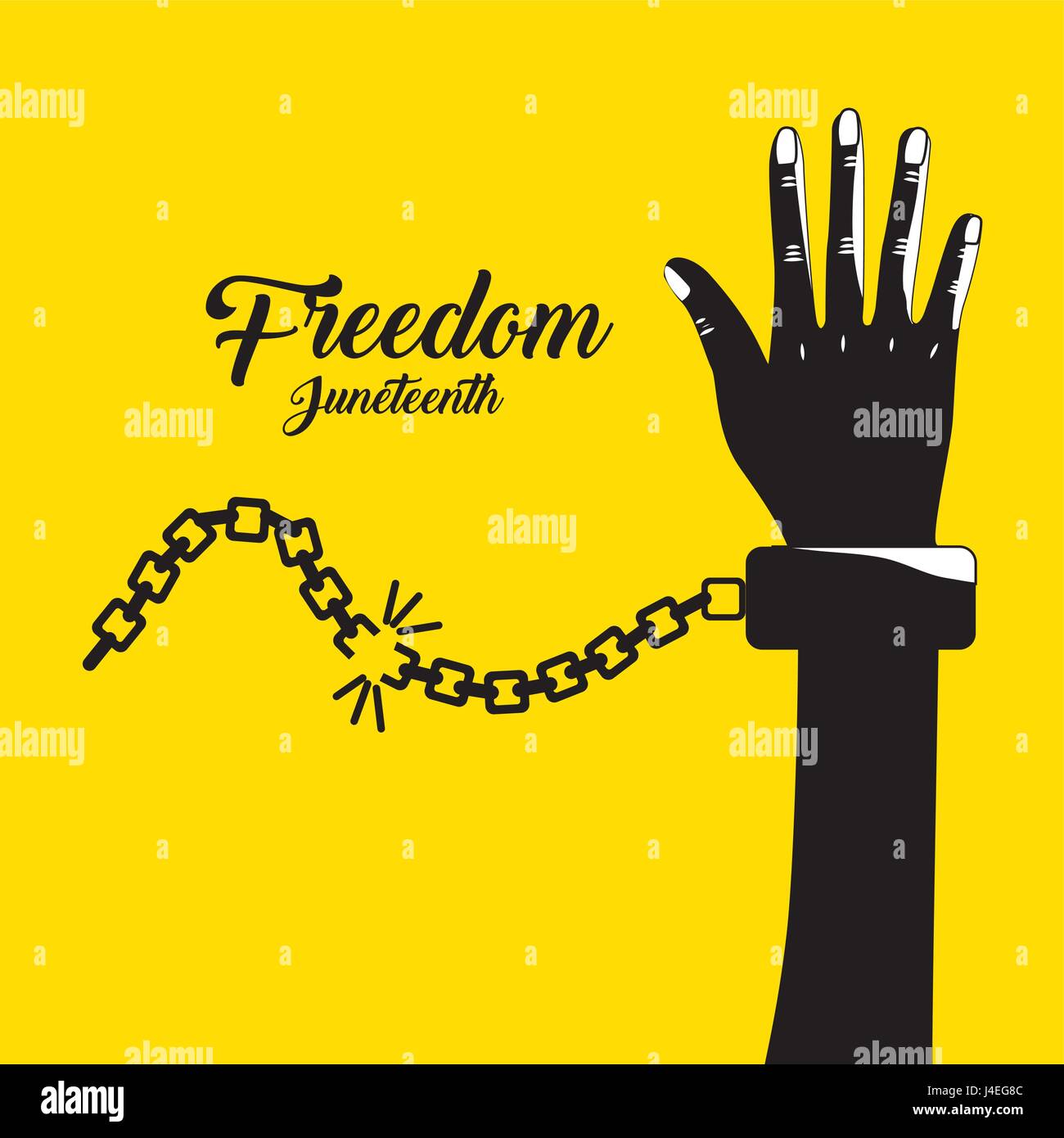 hand up with chain to celebrate freedom, vector illustration Stock ...
