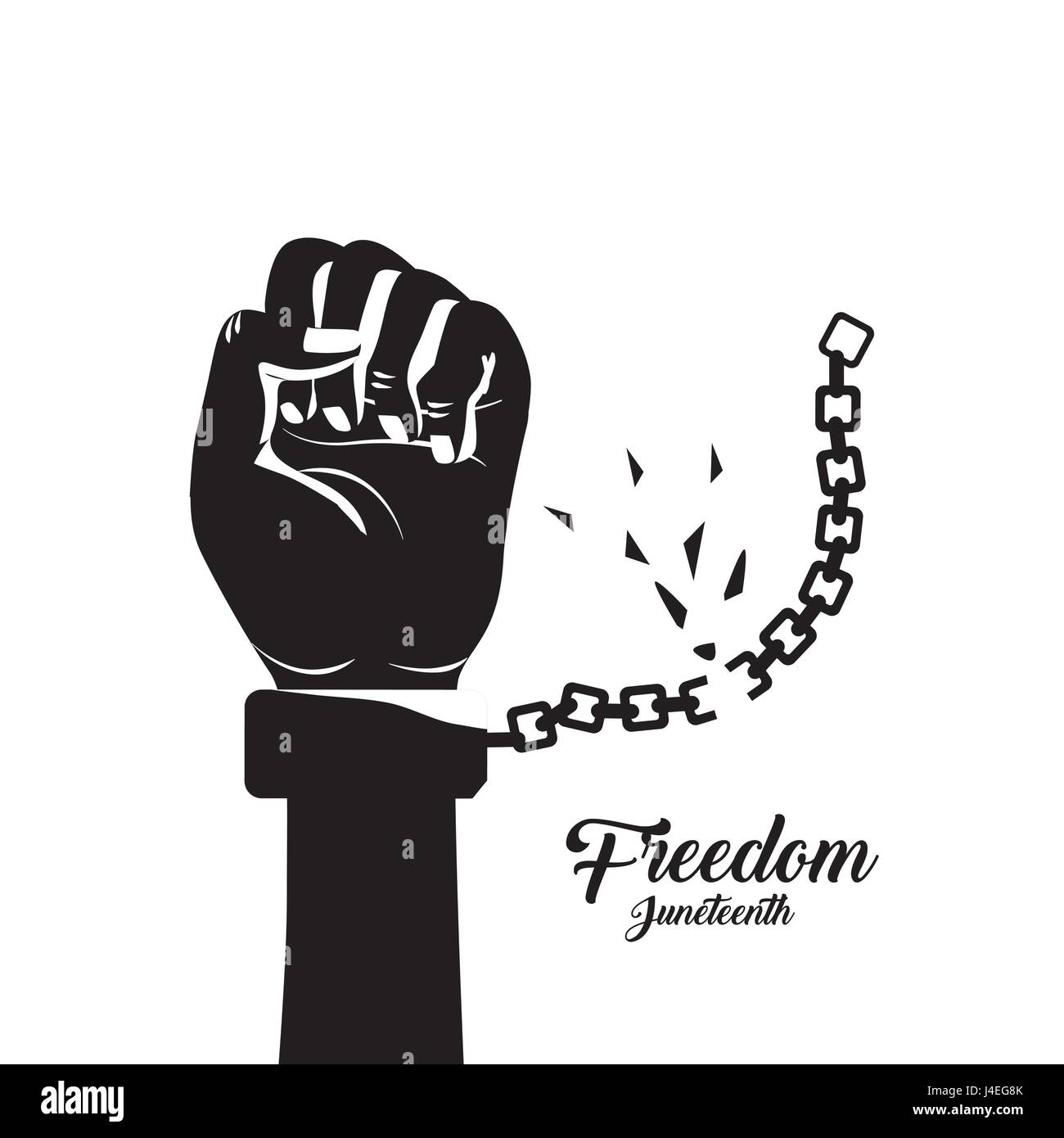 hand fist up with chain to celebrate freedom, vector illustration Stock ...
