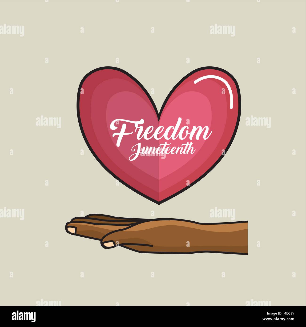 hand and heart with freedom juneteenth message, vector illustration ...