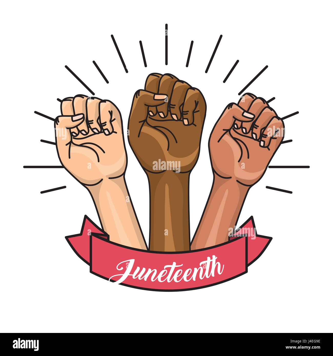 hands fist up with ribbon to celebrate freedom, vector illustration ...