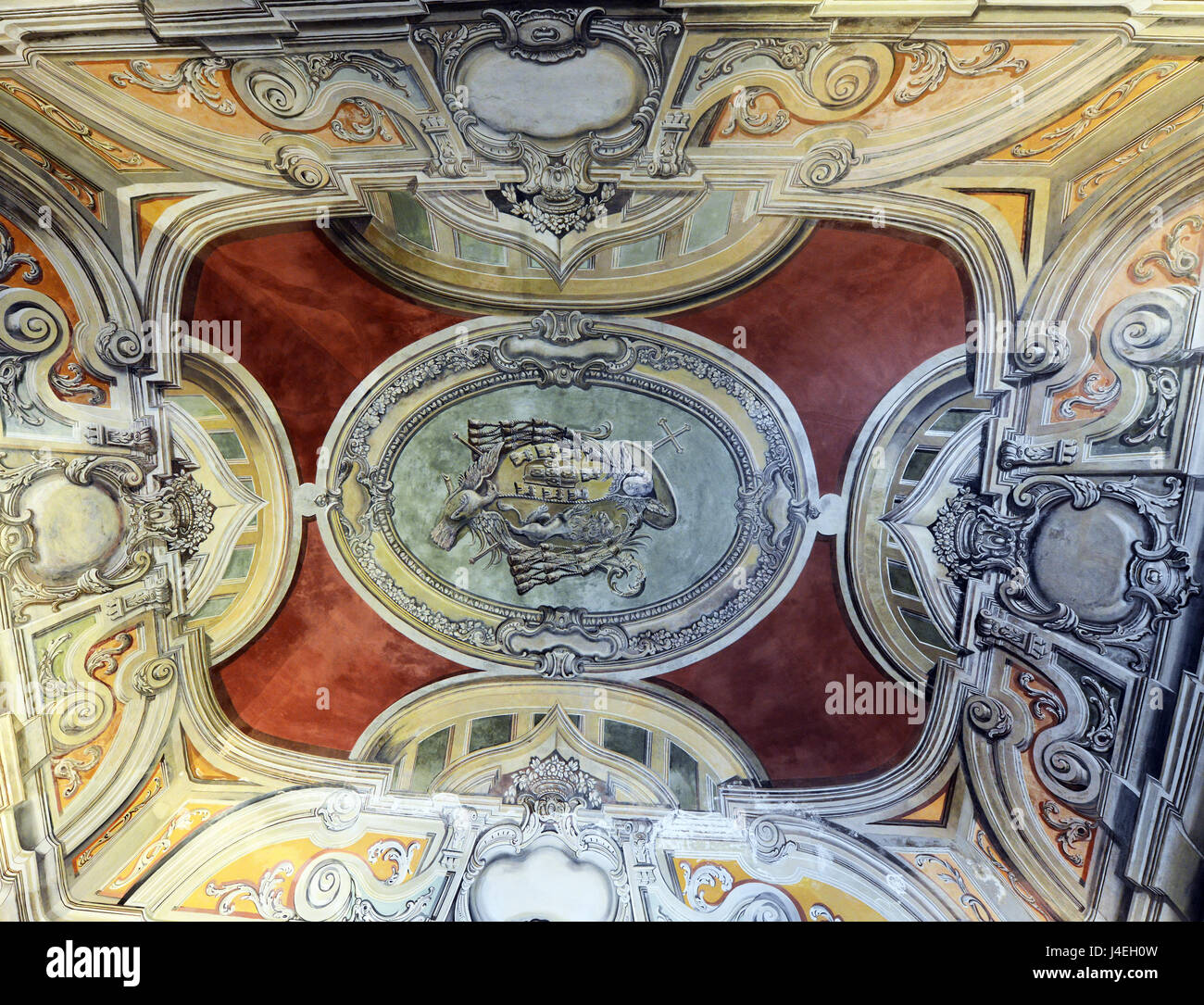 ceiling decorations inside the The Jerónimos Monastery in Belem, Lisbon ...