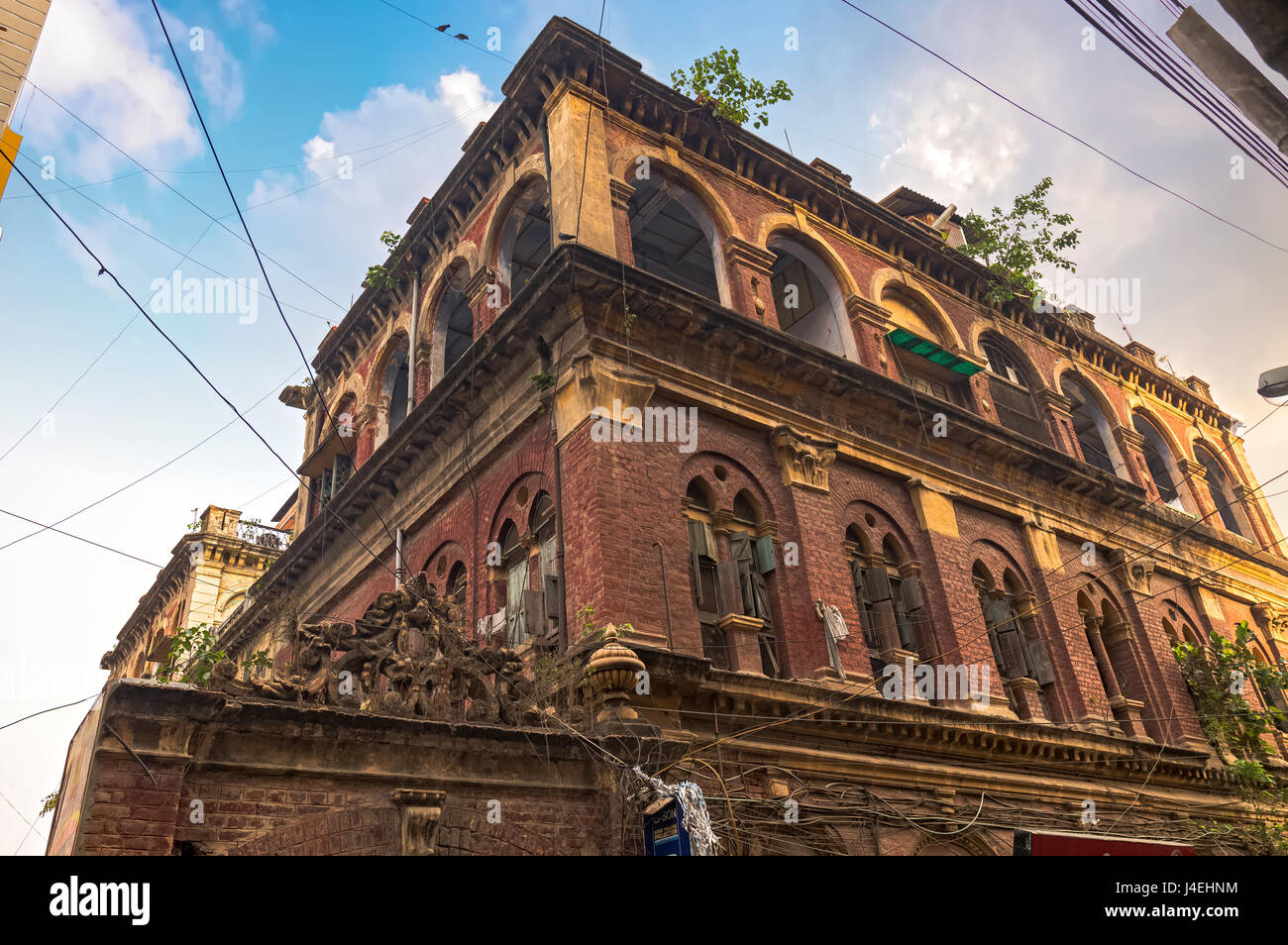 Ancient city landmark with weathered heritage neoclassical buildings ...