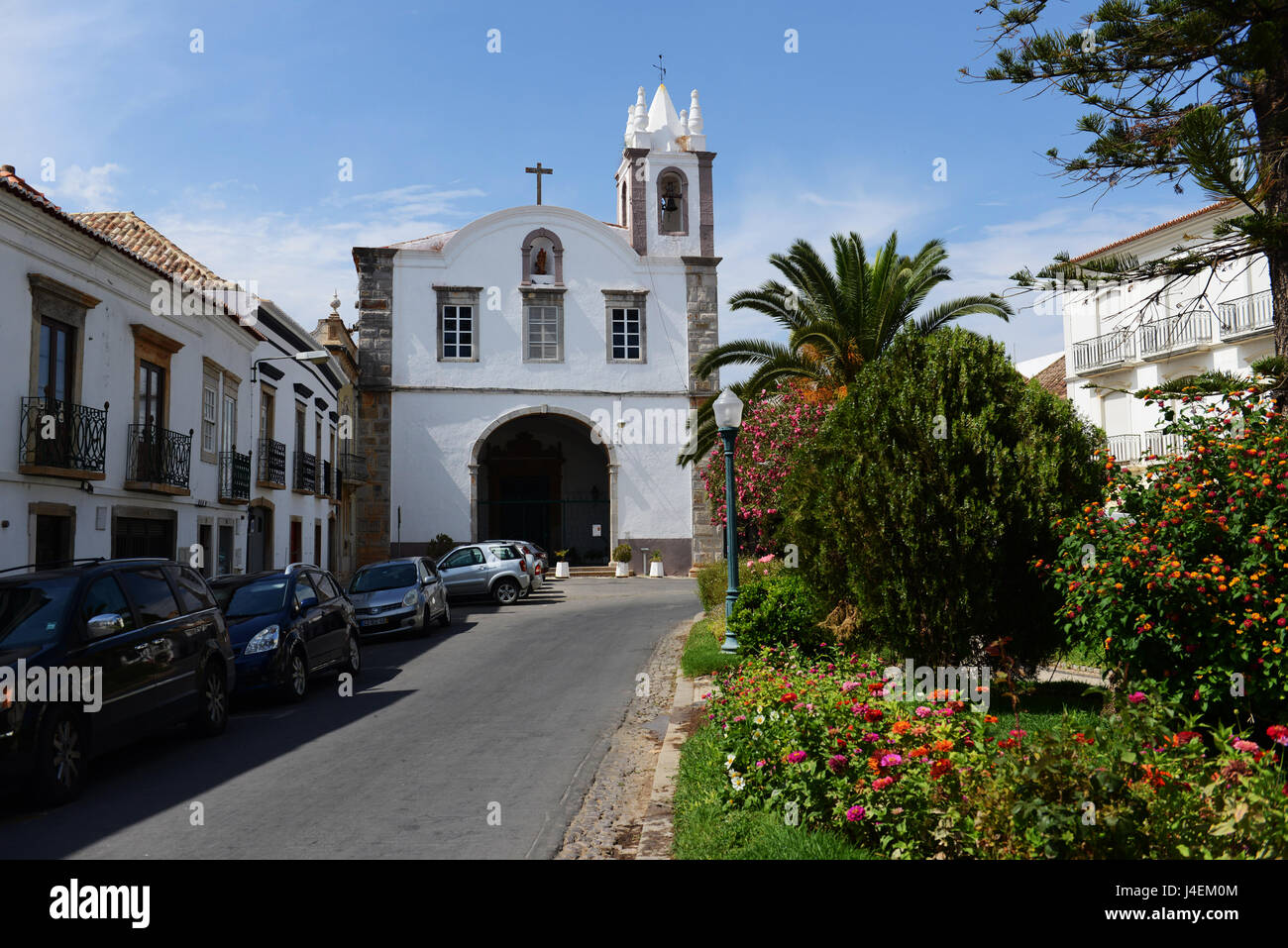 Colorful buildings and churches in the old town of Ayamonte, Spain ...
