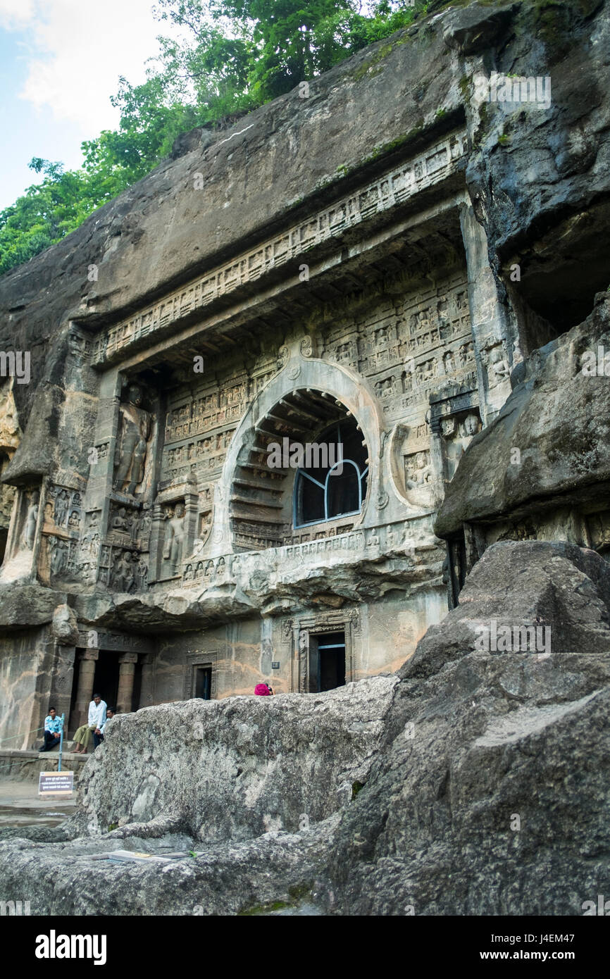 Cave 19 at Ajanta Caves, sponsored by King Upendragupta Stock Photo - Alamy