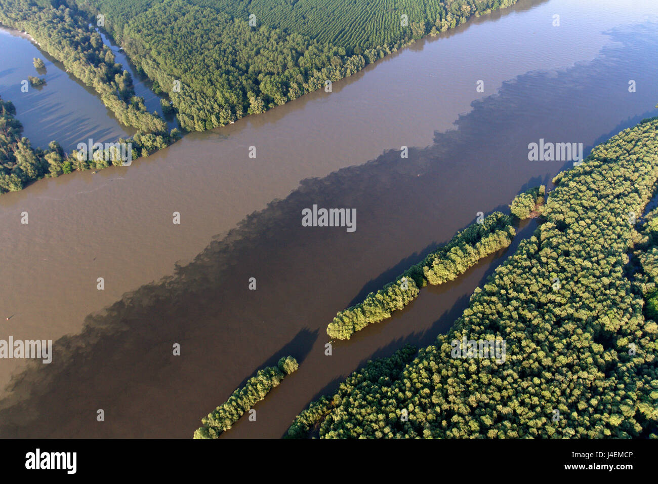 The confluence of the Drava and Danube rivers Stock Photo - Alamy