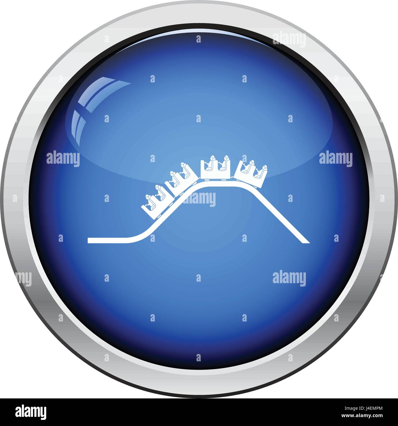 Small roller coaster icon. Glossy button design. Vector illustration ...
