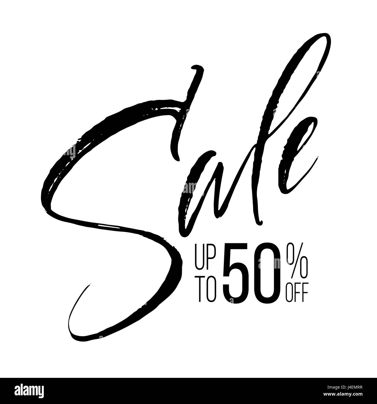 Sale handwritten lettering, calligraphic phrase on white background ...