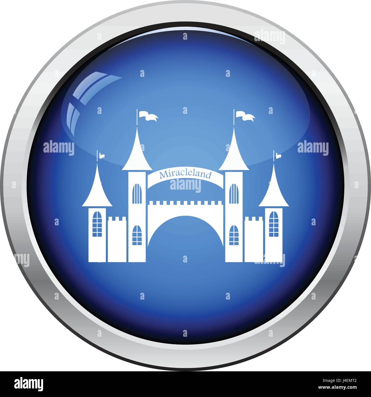 Amusement park entrance icon. Glossy button design. Vector illustration ...