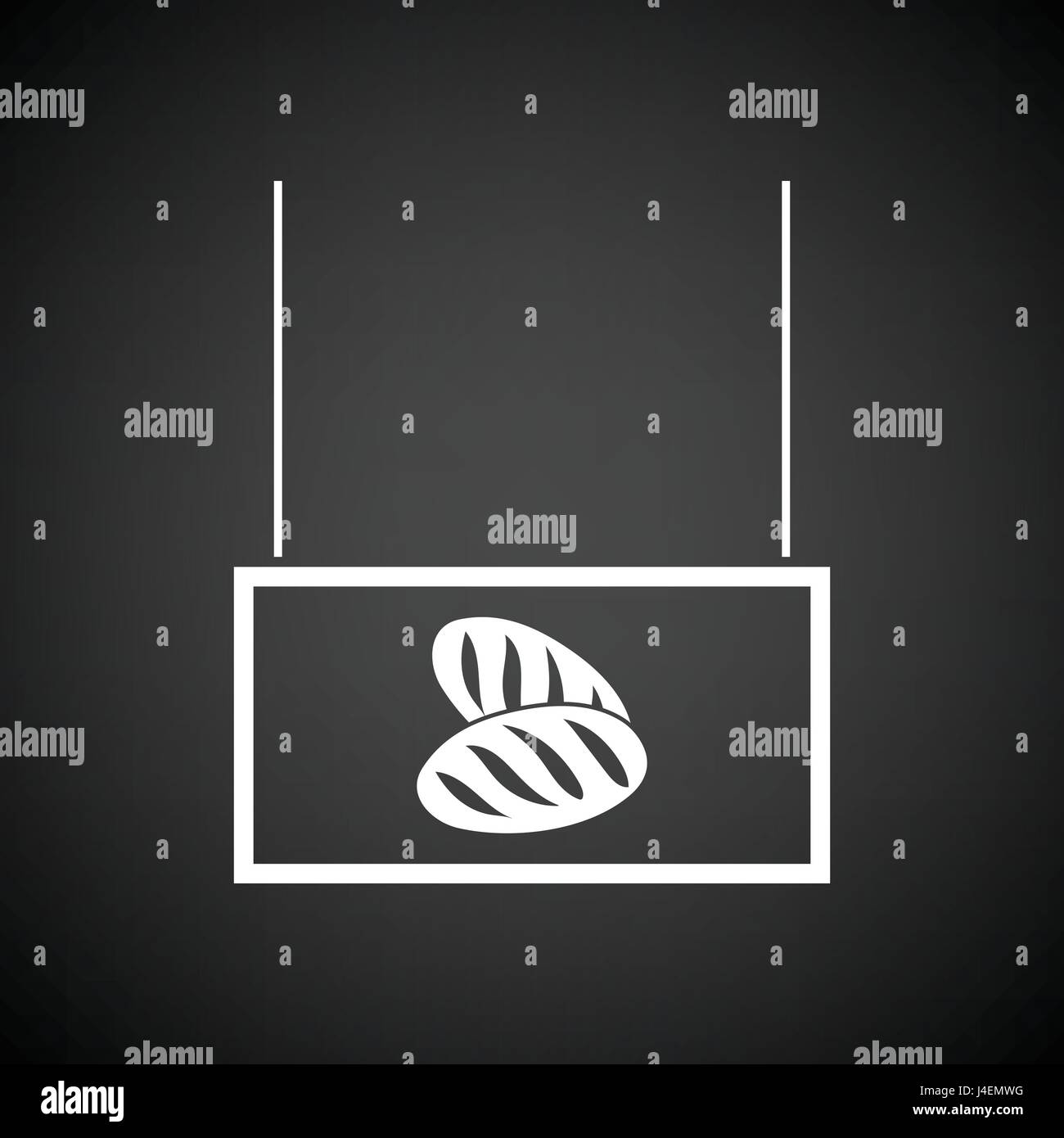 Bread market department icon. Black background with white. Vector ...